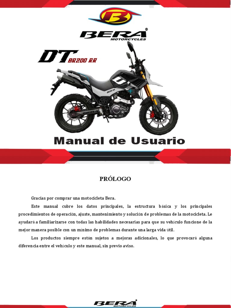 Manual Bera DT 2022 Español E 200cc | PDF | Control remoto | Embrague