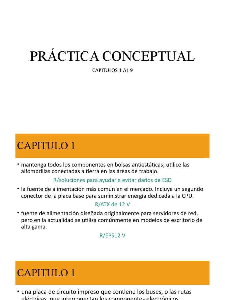 Práctica Conceptual Capitulos 1 Al 4 | PDF | Hardware de la computadora | Unidad Central de ...