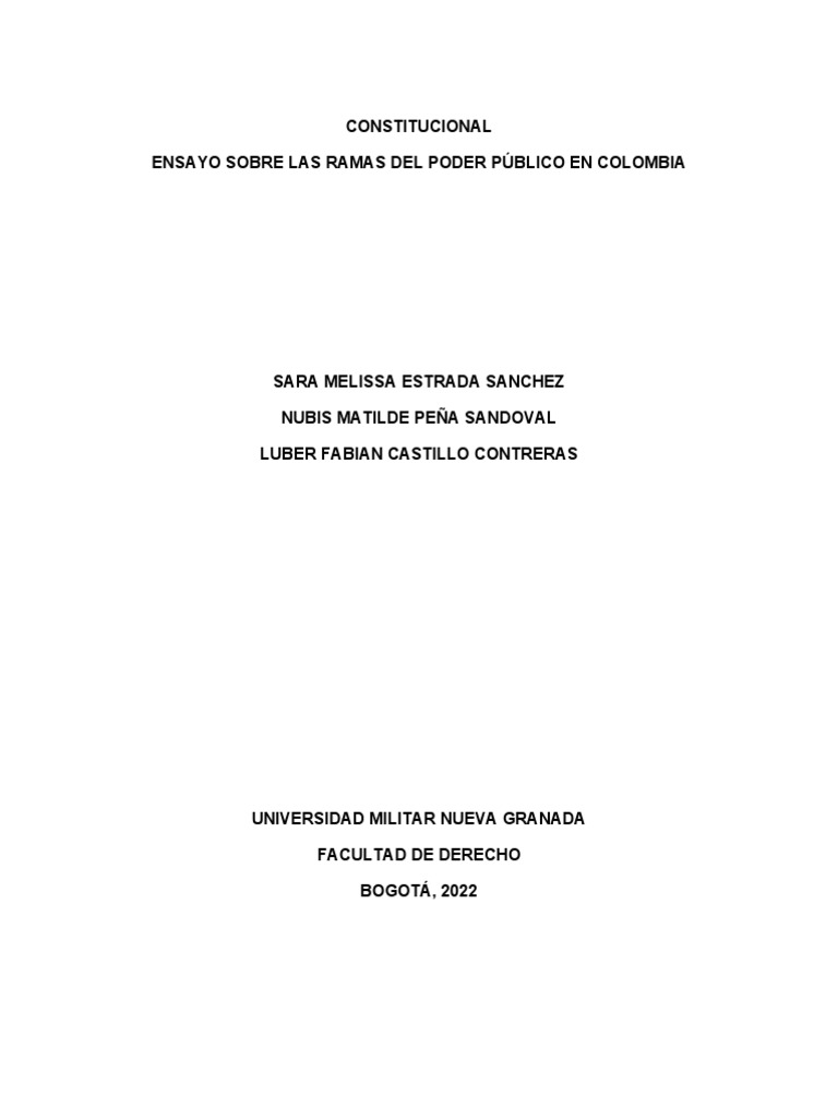 Ensayo Ramas Del Poder Público | PDF | Separación de poderes | Democracia