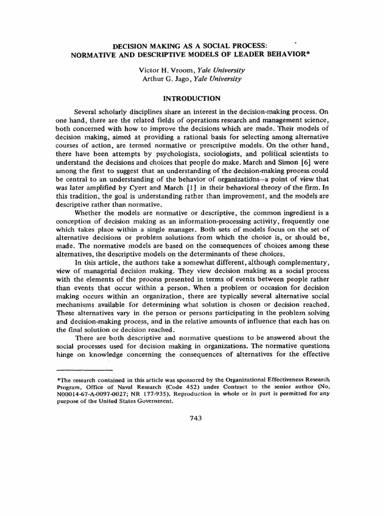 Social Decision-Making Models in Leadership | PDF | Decision Making ...