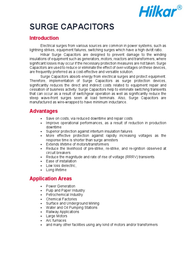 Surgecapacitors Hilkar | PDF | Capacitor | Transformer