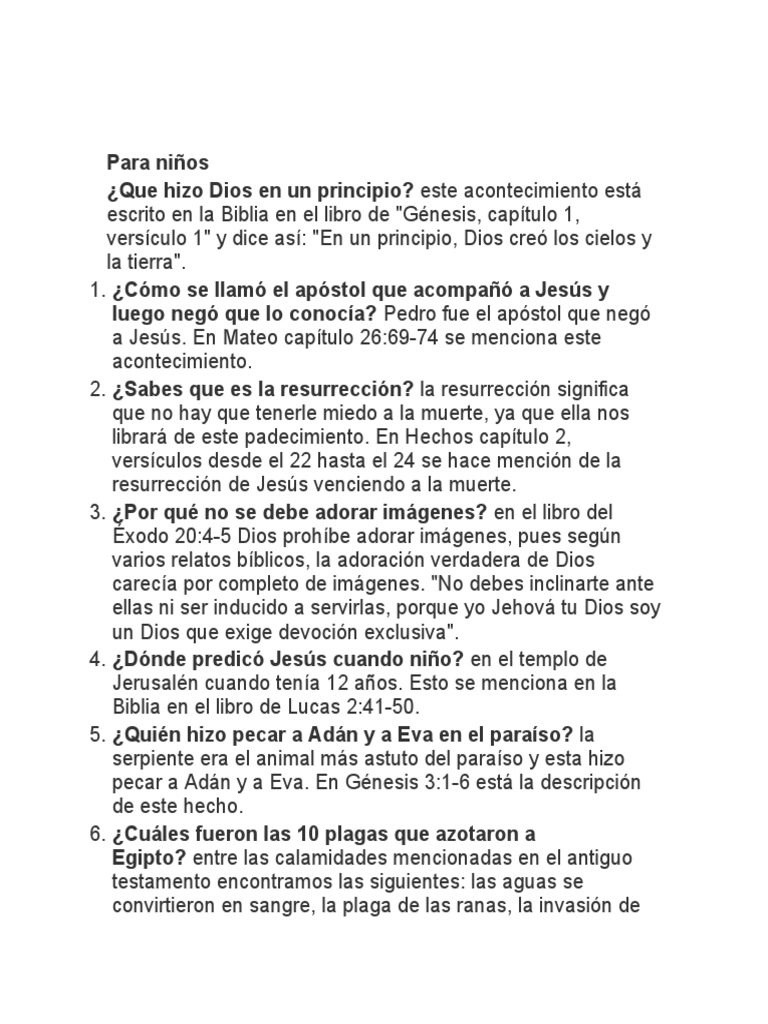 Preguntas Biblicas | PDF | Jesús | Biblia