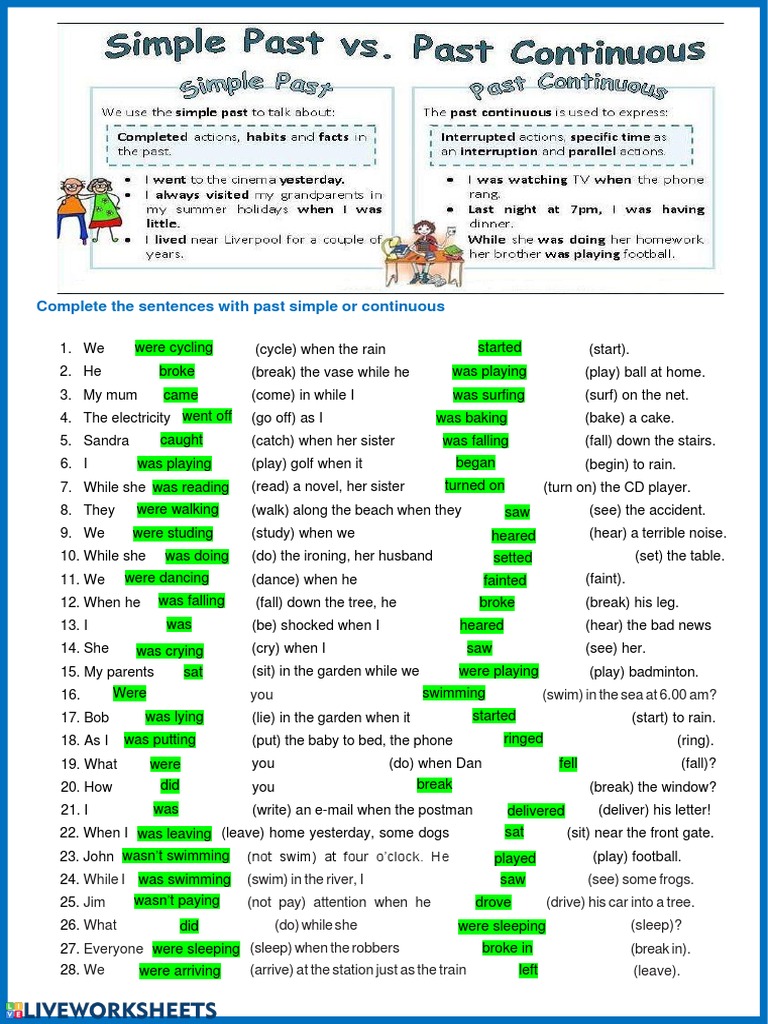 Past Simple vs. Continuous Exercises | PDF