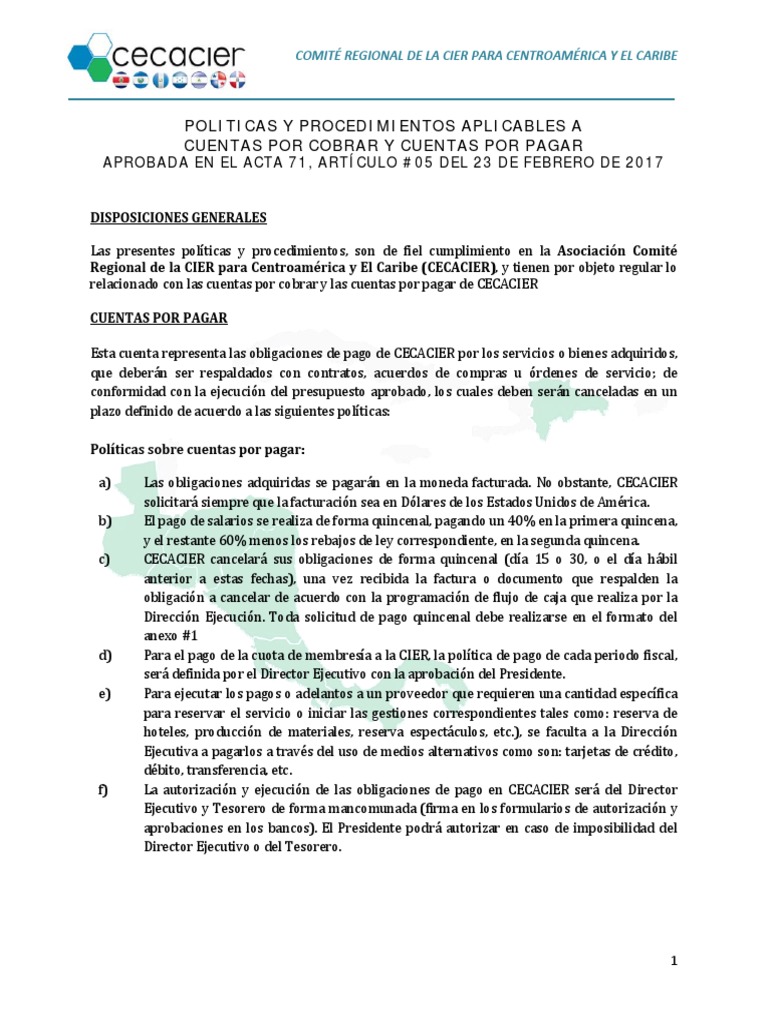 Politicas Procedimientos CXC CXP | PDF | Presupuesto | Factura