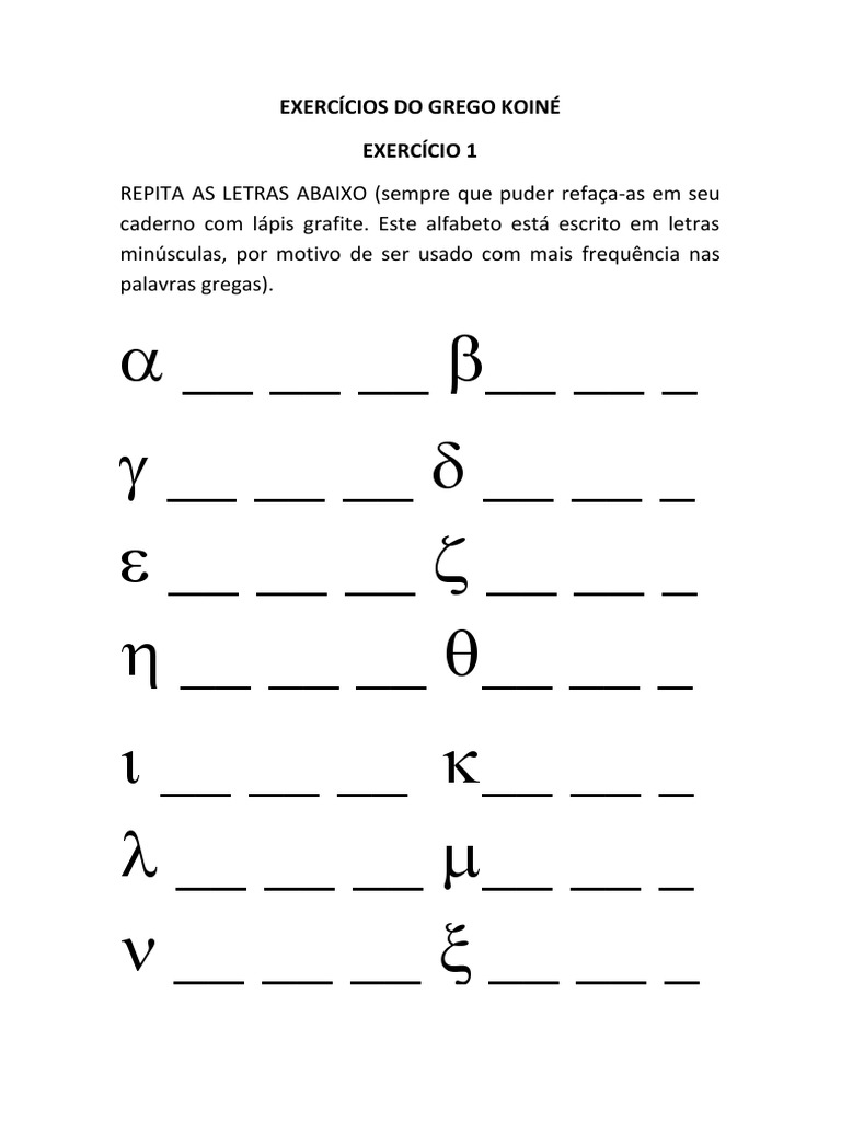 5 Exercícios Do Grego Koiné | PDF