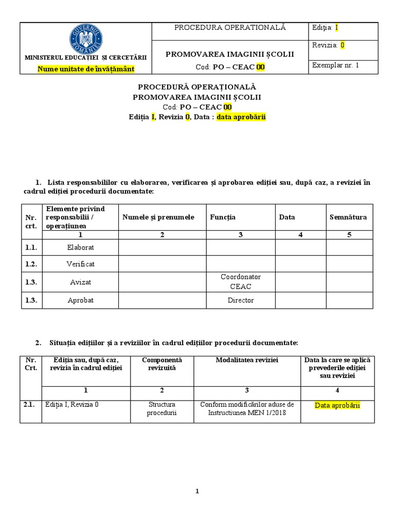 PO Promovarea Imaginii Scolii | PDF