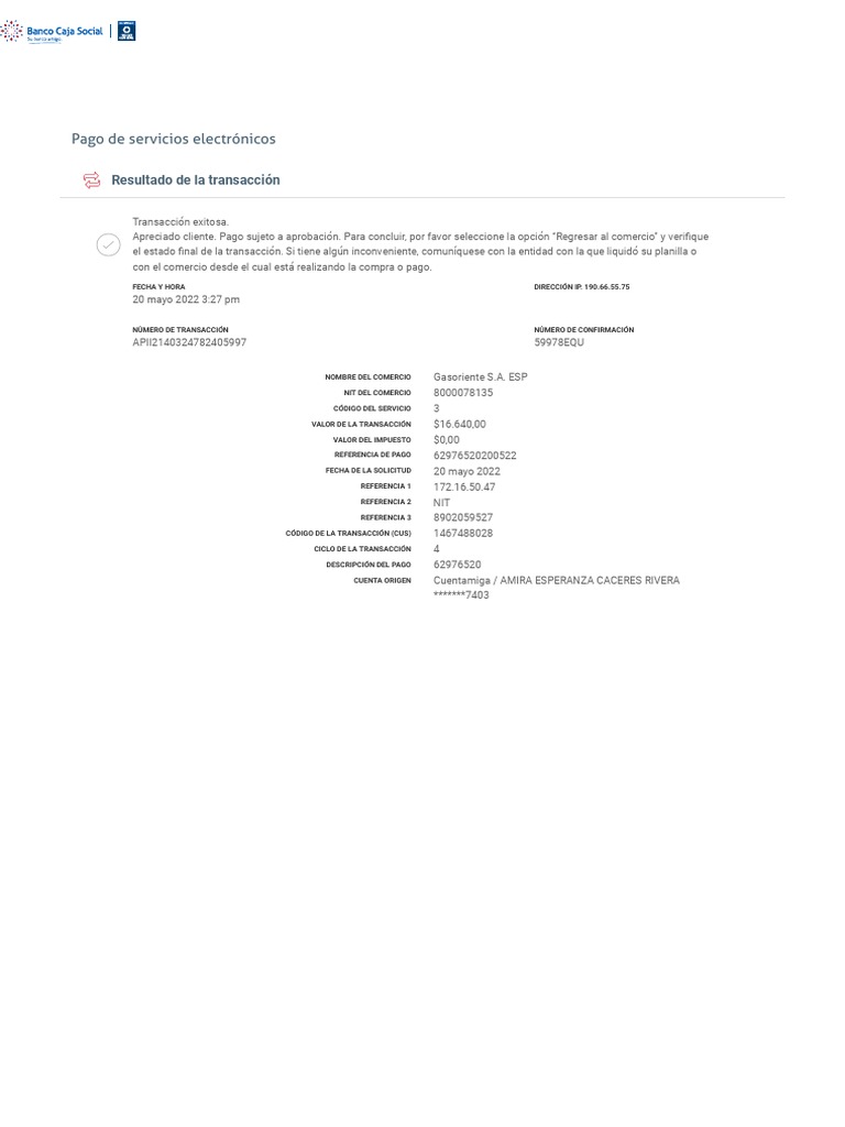 Pago PSE Vanti Mayo | PDF