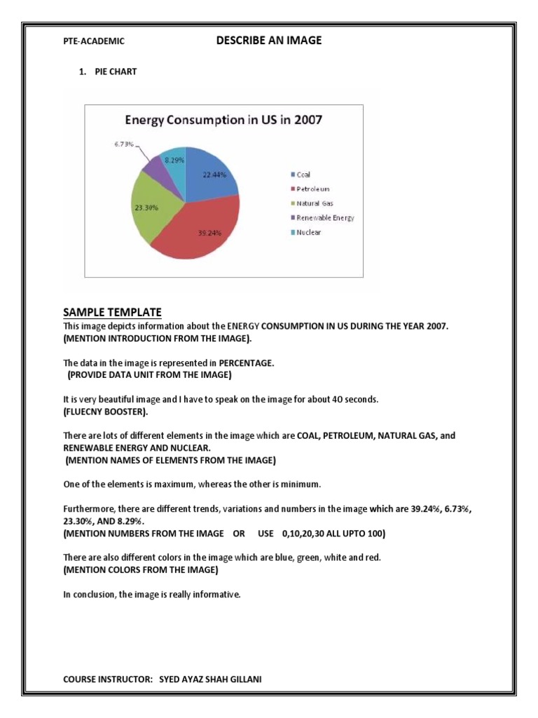 PTE Academic: Image Description Guide | PDF