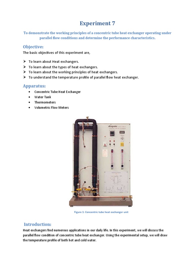 Experiment 7 | PDF | Heat Exchanger | Heat Transfer