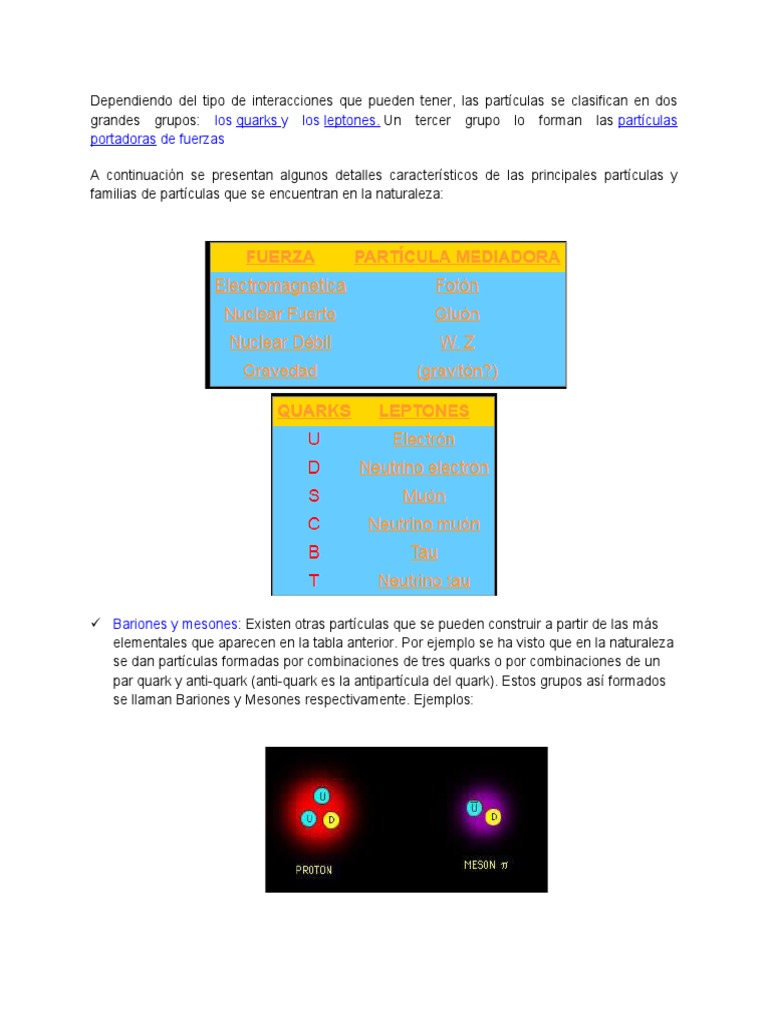 Tipos de Partículas | PDF | Partículas fisicas | Cuarc
