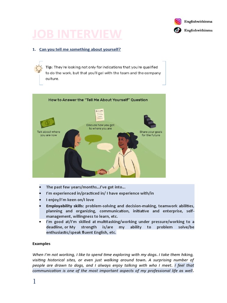 Job Interview | PDF | Experience | Goal