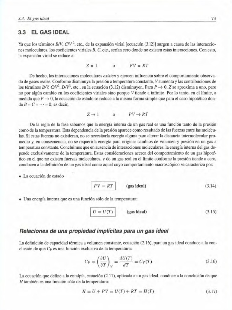 Ecuaciones Gas Ideal | PDF | Gases | Temperatura