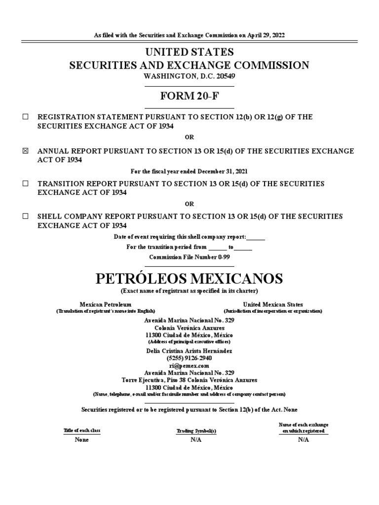 Petróleos Mexicanos: United States Securities and Exchange Commission ...