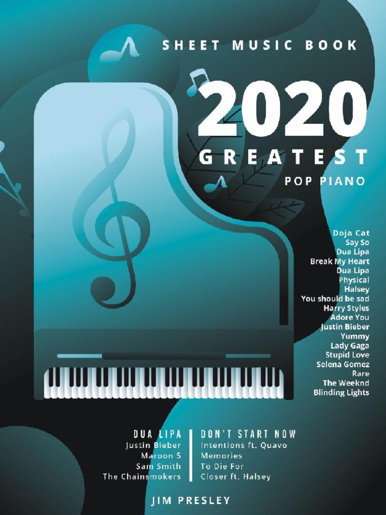 2020 GREATEST POP PIANO SHEET MUSIC BOOK Songbooks For Piano Piano ...