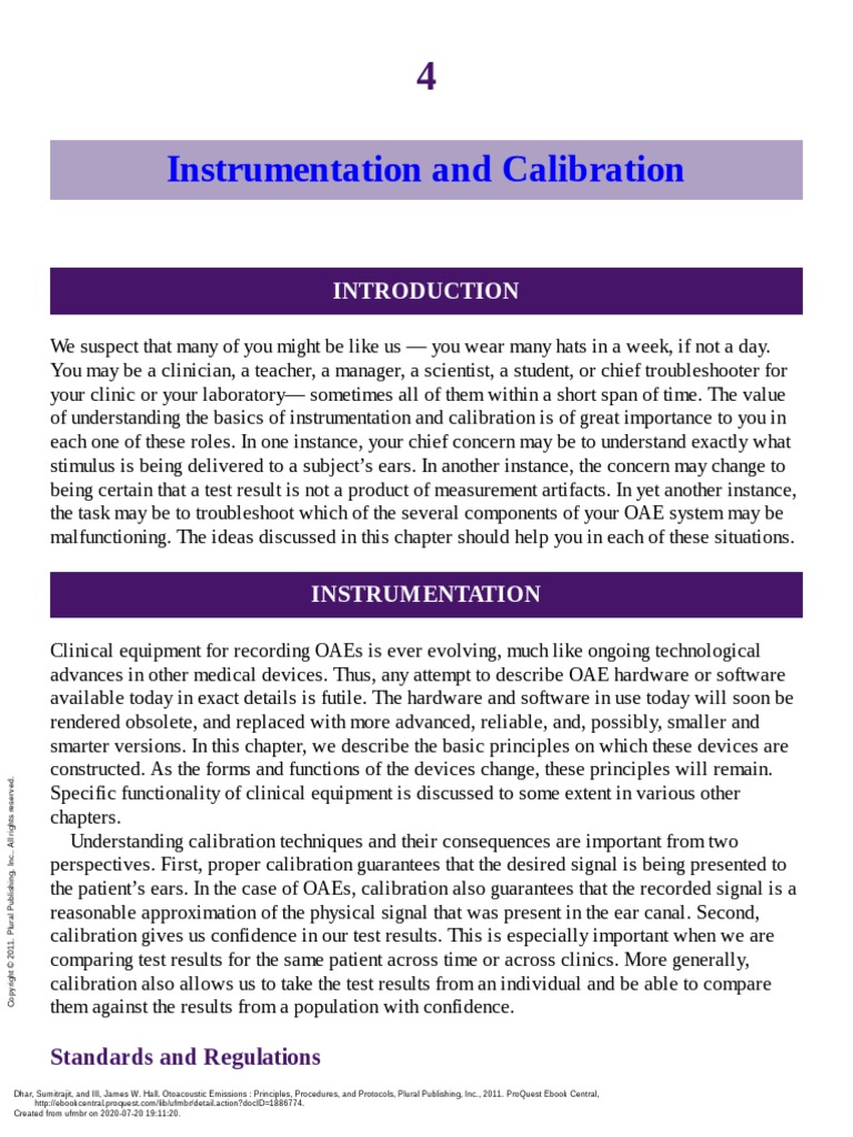 Otoacoustic Emissions Principles Procedures and Pr... - (4 Instrumentation and Calibration ...