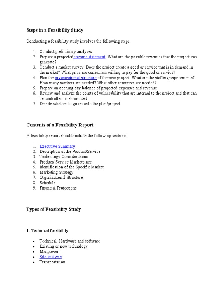 Steps in Conducting a Feasibility Study | PDF | Feasibility Study ...