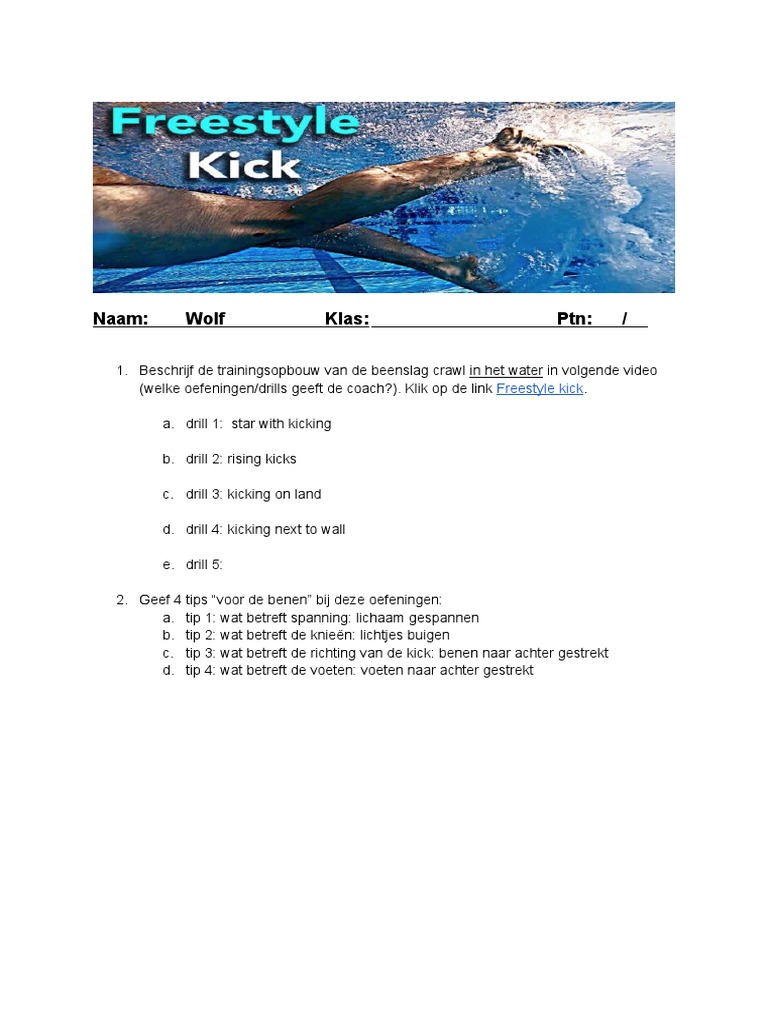01 Zwemmen Crawl Beenbeweging en Rotatie | PDF