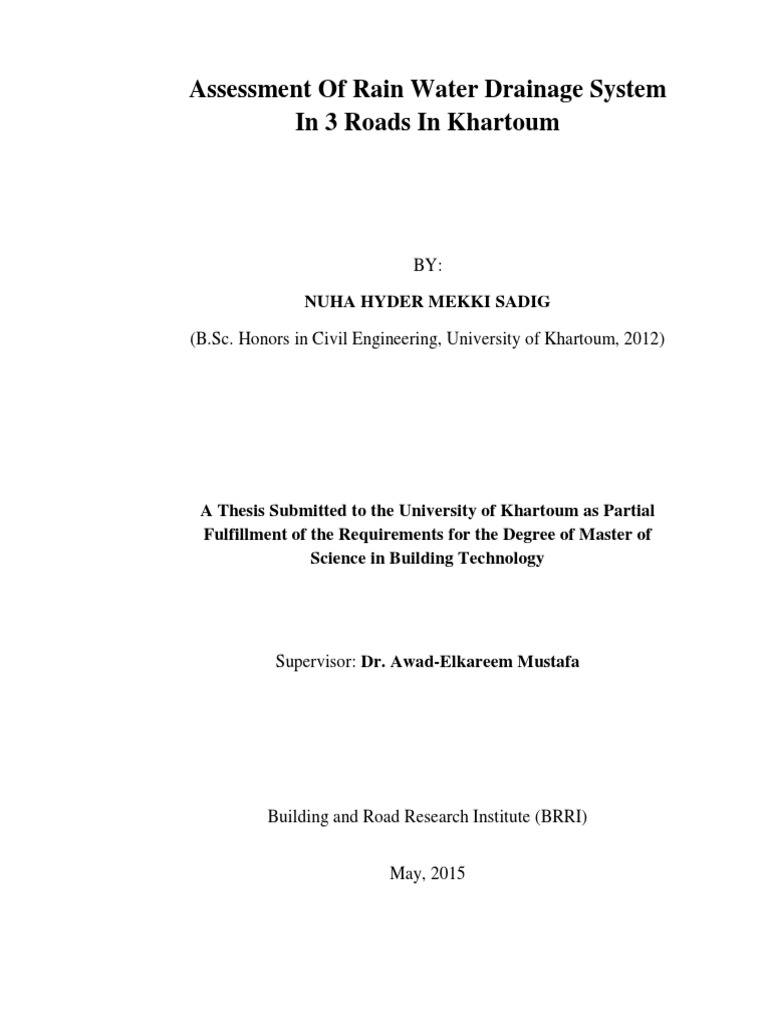 Assessment of Rain Water Drainage System in 3 Roads in Khartoum | PDF ...