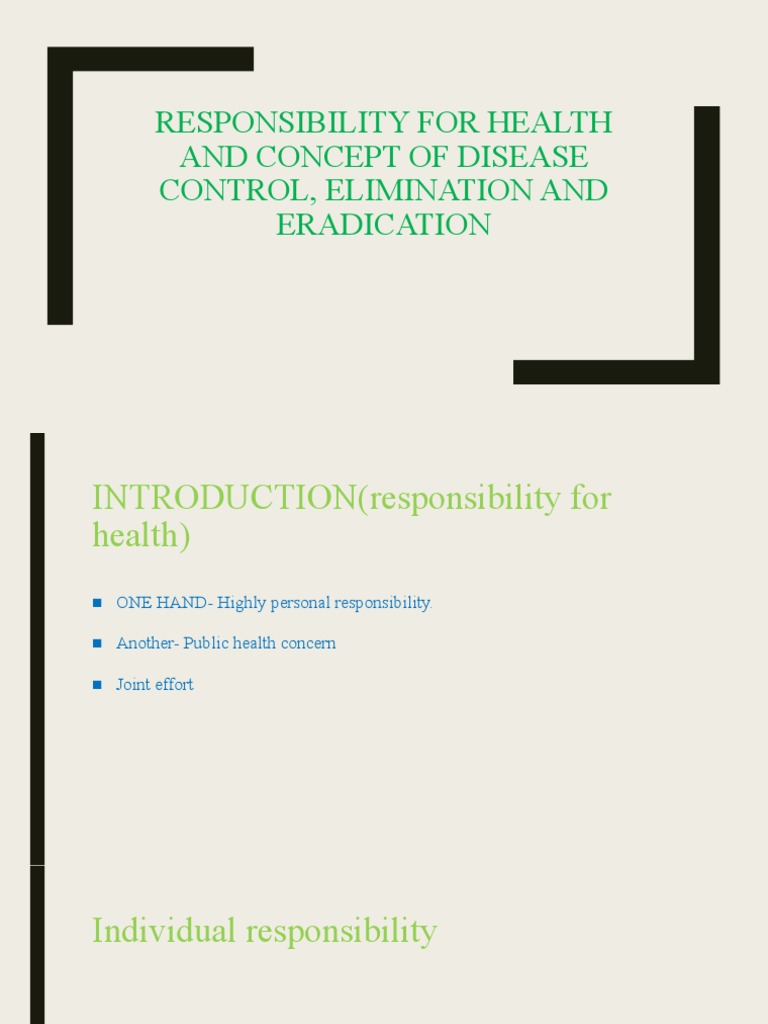 Responsibility For Health | PDF | Eradication Of Infectious Diseases ...