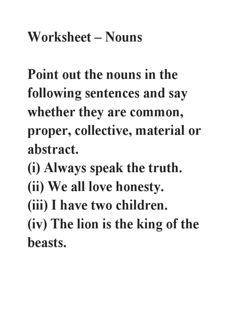 Nouns Worksheet | PDF | Law