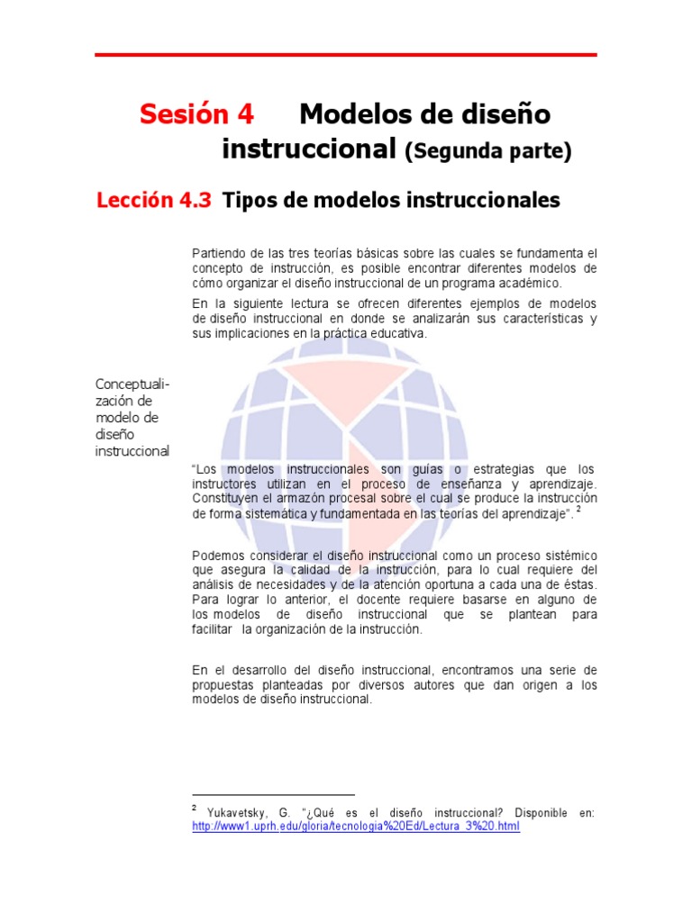 DES04ModelosInstrucc 2a | PDF | Diseño instruccional | Aprendizaje