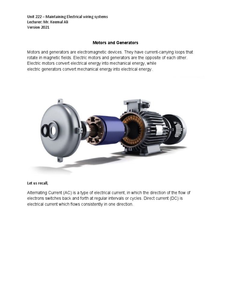 Motors and Generators | PDF | Electric Generator | Electric Motor