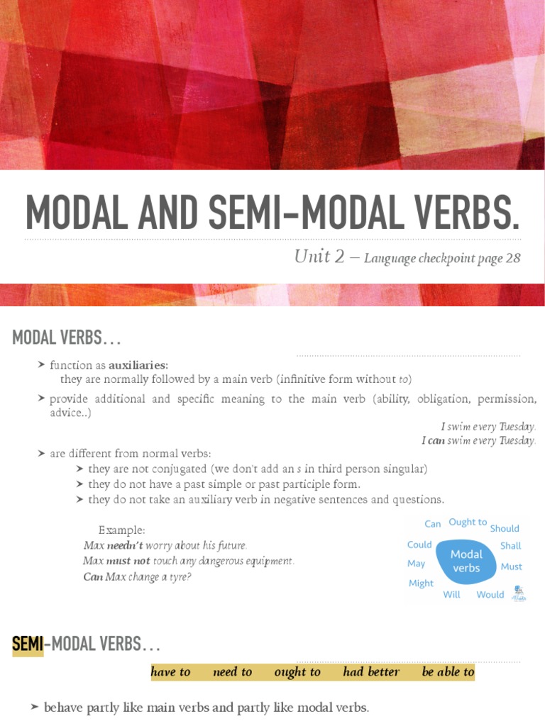 Modals Presentation | PDF | Verb | Morphology