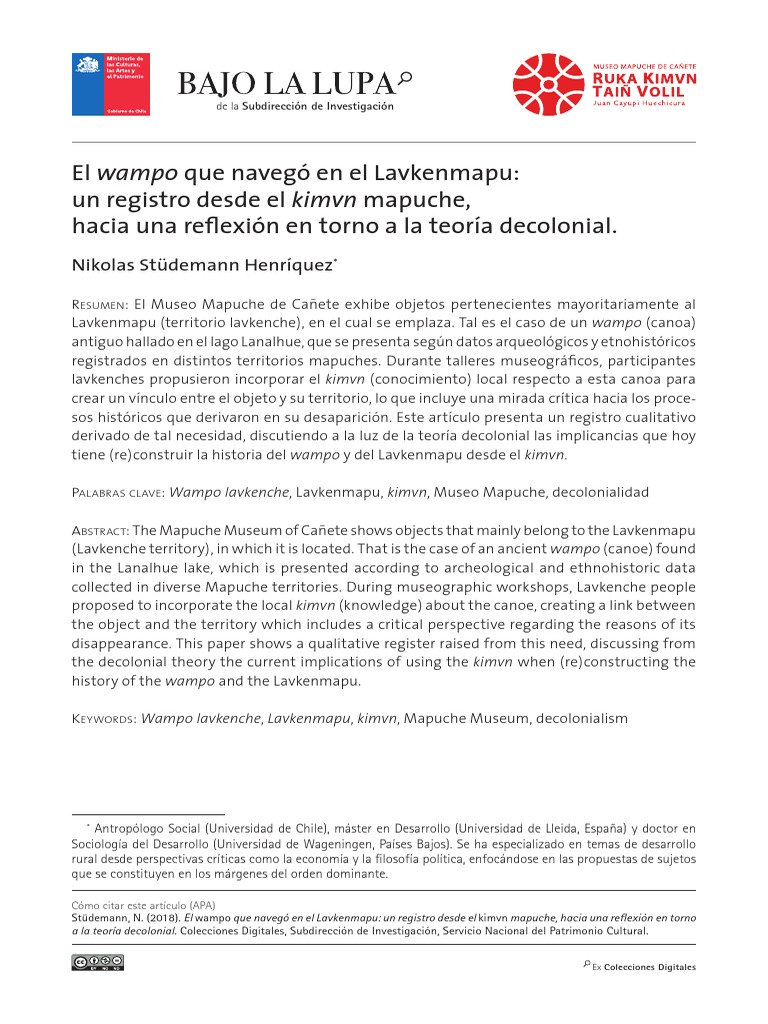 Wampo lavkenche y kimvn mapuche: decolonialidad | PDF