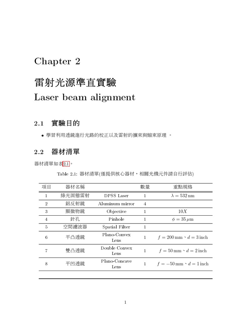 Exp002edit Laser Beam Alignment | PDF