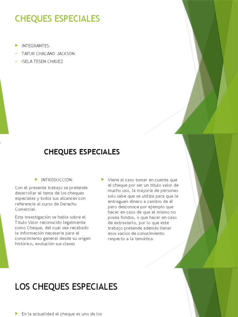 Cheques Especiales | PDF | Cheque | Bancos