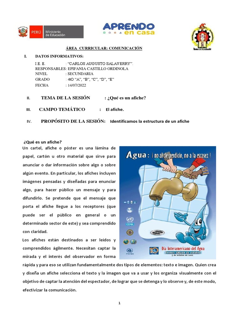 Ficha 08 El Afiche | PDF | Póster | Imagen