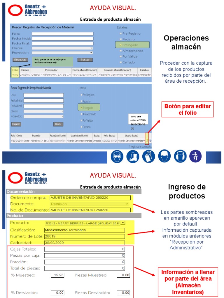 Entrada de Producto Ayudas Visuales | PDF