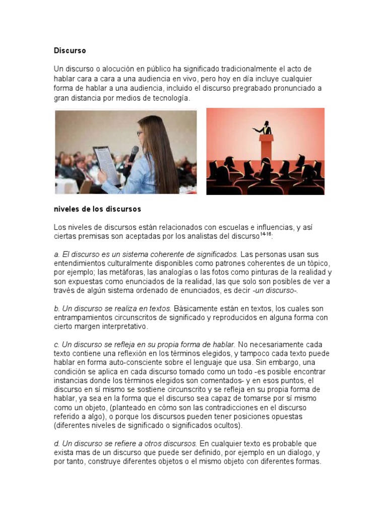 Discurso | PDF | Hablar en público | Comunicación