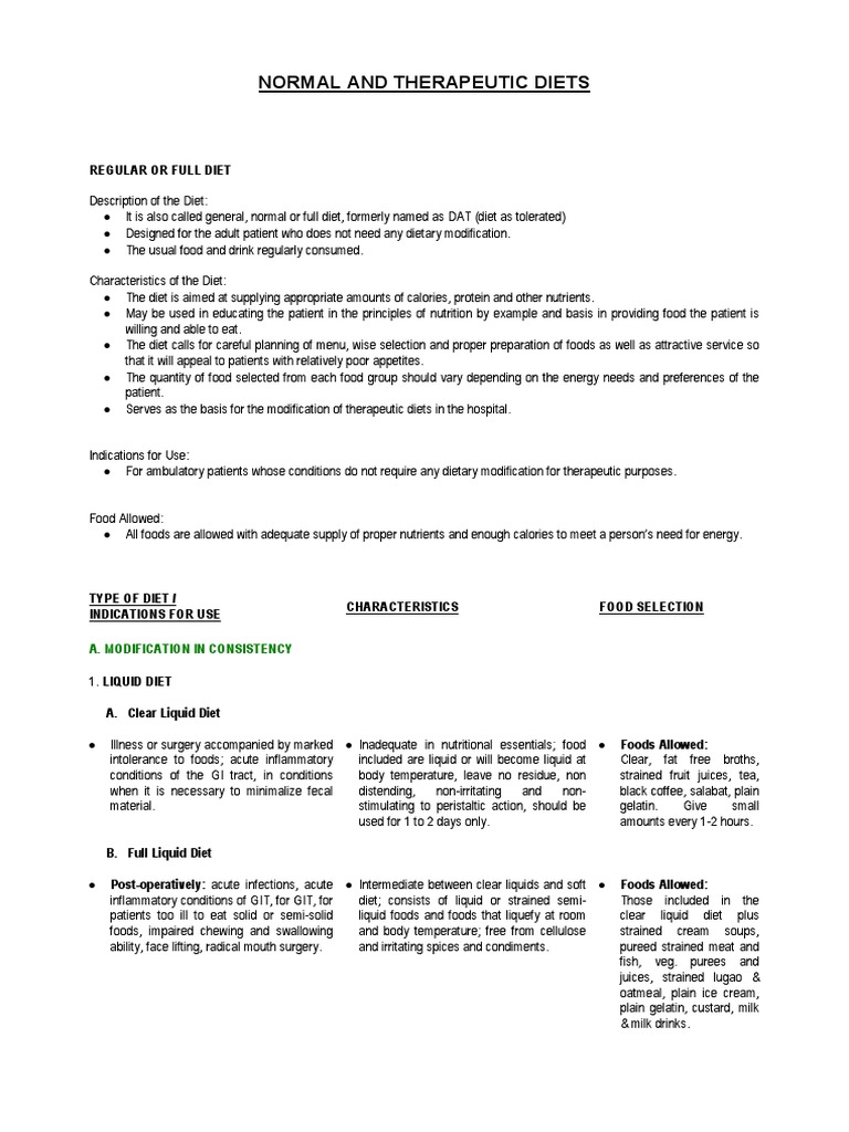 Normal and Therapeutic Diet - 1 | PDF | Fat | Foods