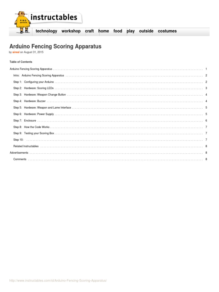 Arduino Fencing Scoring Apparatus | PDF | Arduino | Manufactured Goods Arduino Fencing Scoring Apparatus | PDF | Arduino | Manufactured Goods