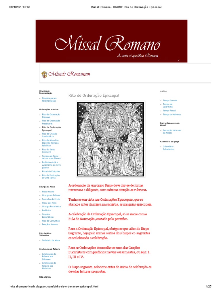 Missal Romano • ICARH_ Rito de Ordenação Episcopal | PDF | Bispo ...