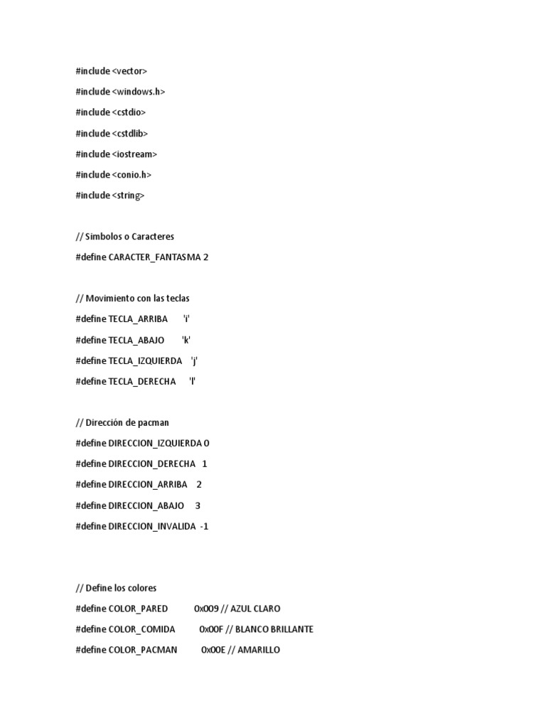 Código de Juego Pacman en C++ | PDF | Estructura de datos de matriz ...