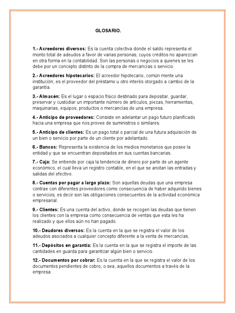 Glosario de Contabilidad | PDF | Business | Bancos