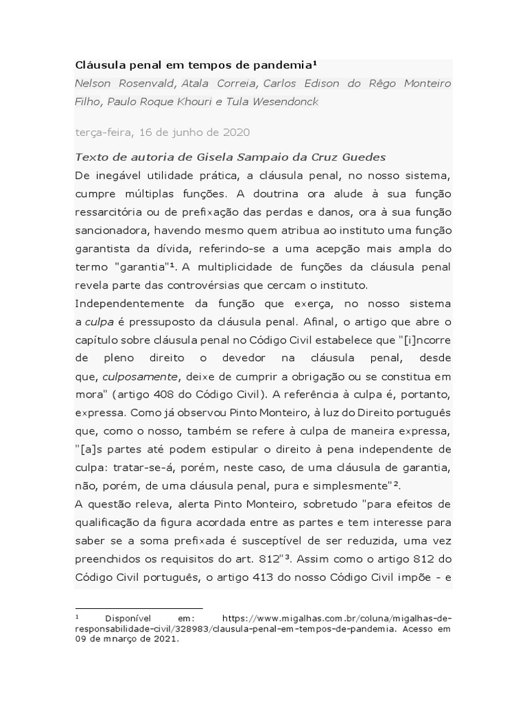 Clausula Penal | PDF | Conceitos jurídicos | Direito Comum