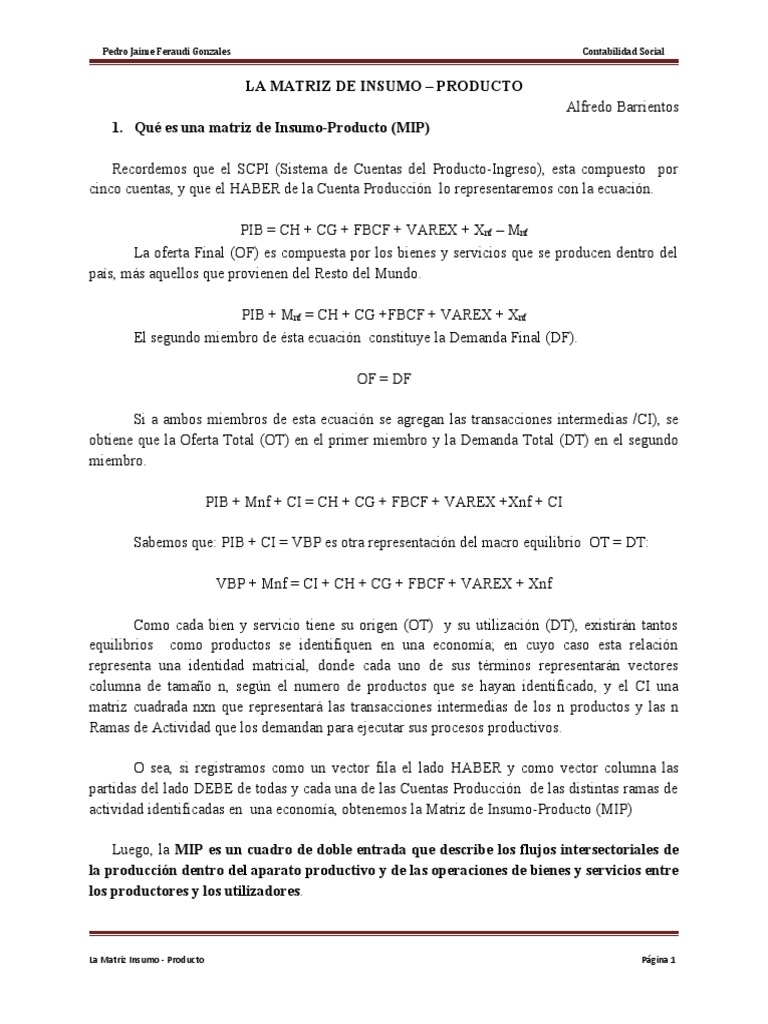 Tema #4 La Matriz Insumo - Producto | PDF | Producto Interno Bruto | Valor añadido
