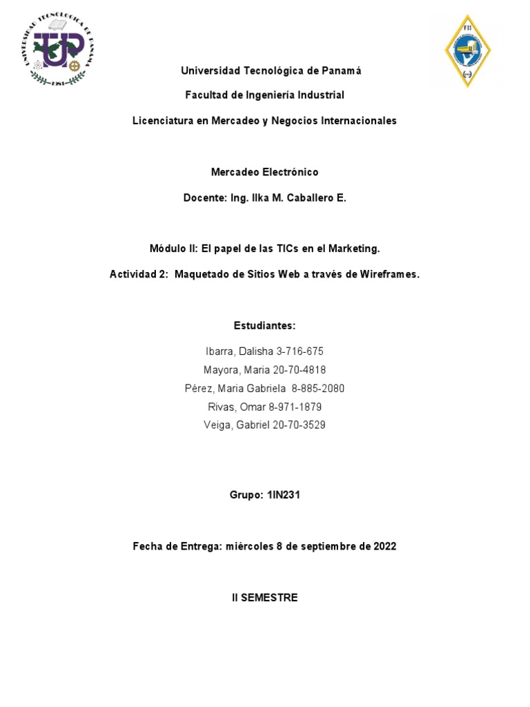 Actividad 2 - Maquetado de Sitios Web A Través de Wireframes | PDF ...