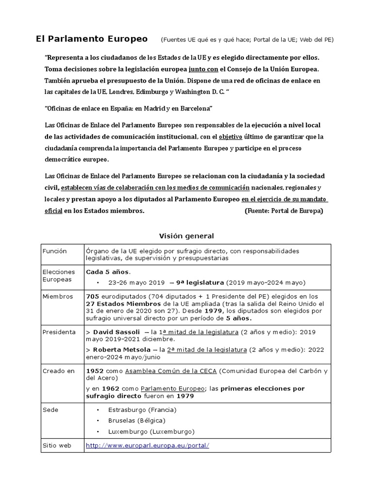 Parlamento Europeo | PDF | Parlamento Europeo | Política mundial