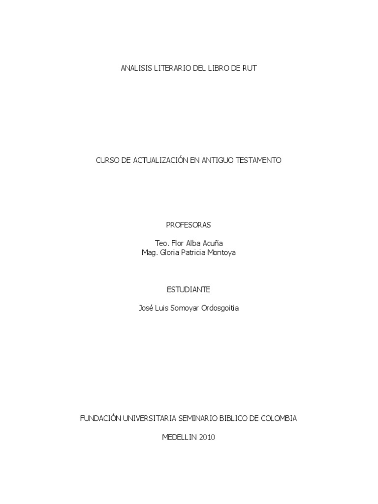 Análisis del Libro de Rut en la Biblia | PDF | Libro de rut | Noemí ...