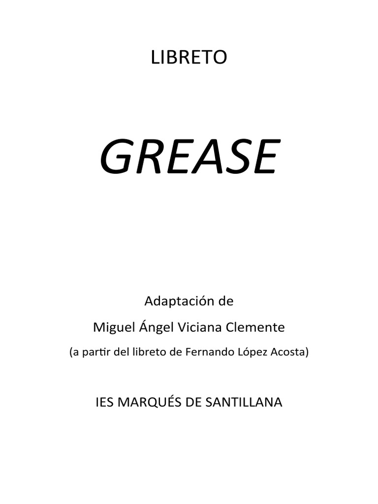 Libreto GREASE | PDF | Amor | Vino
