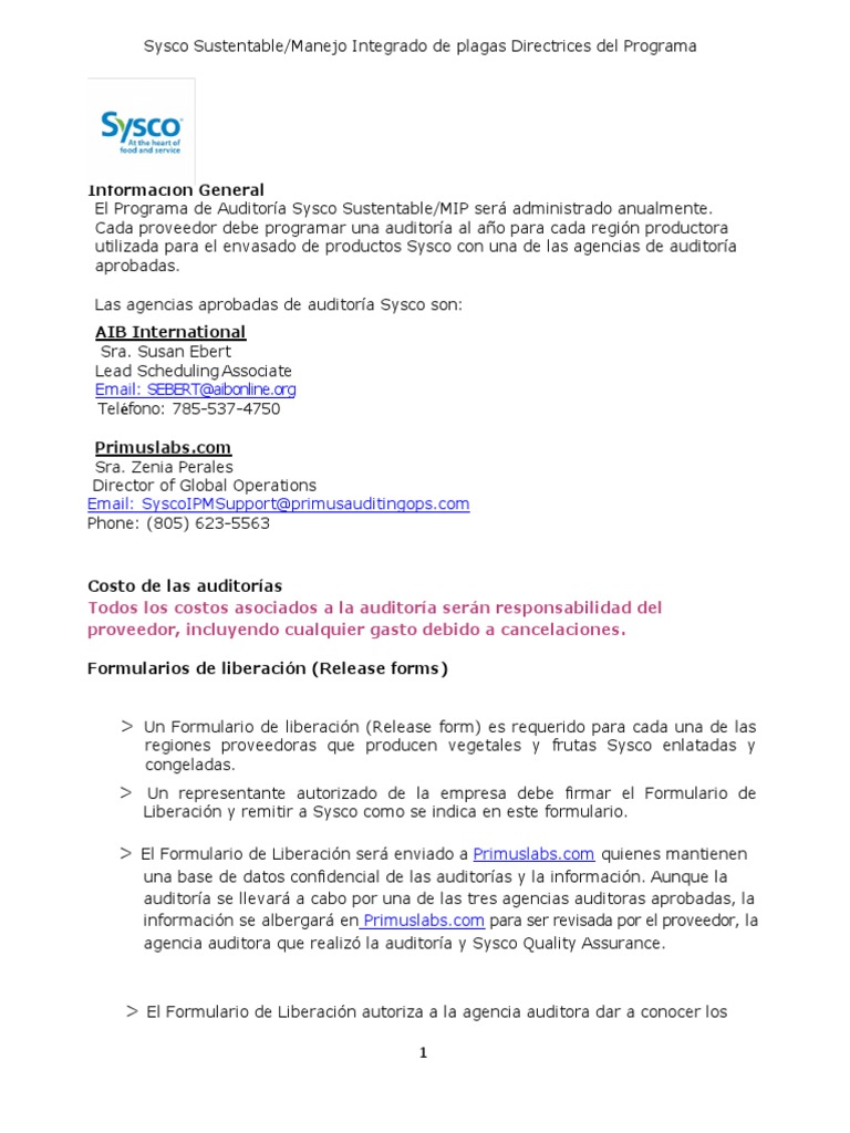 Sysco Sustentable/MIP Auditoría Guía | PDF | Technology & Engineering