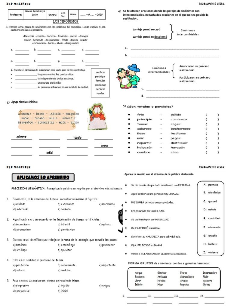 1ro - ACTIVIDAD DE APLICACIÓN 05-Sinónimos | PDF