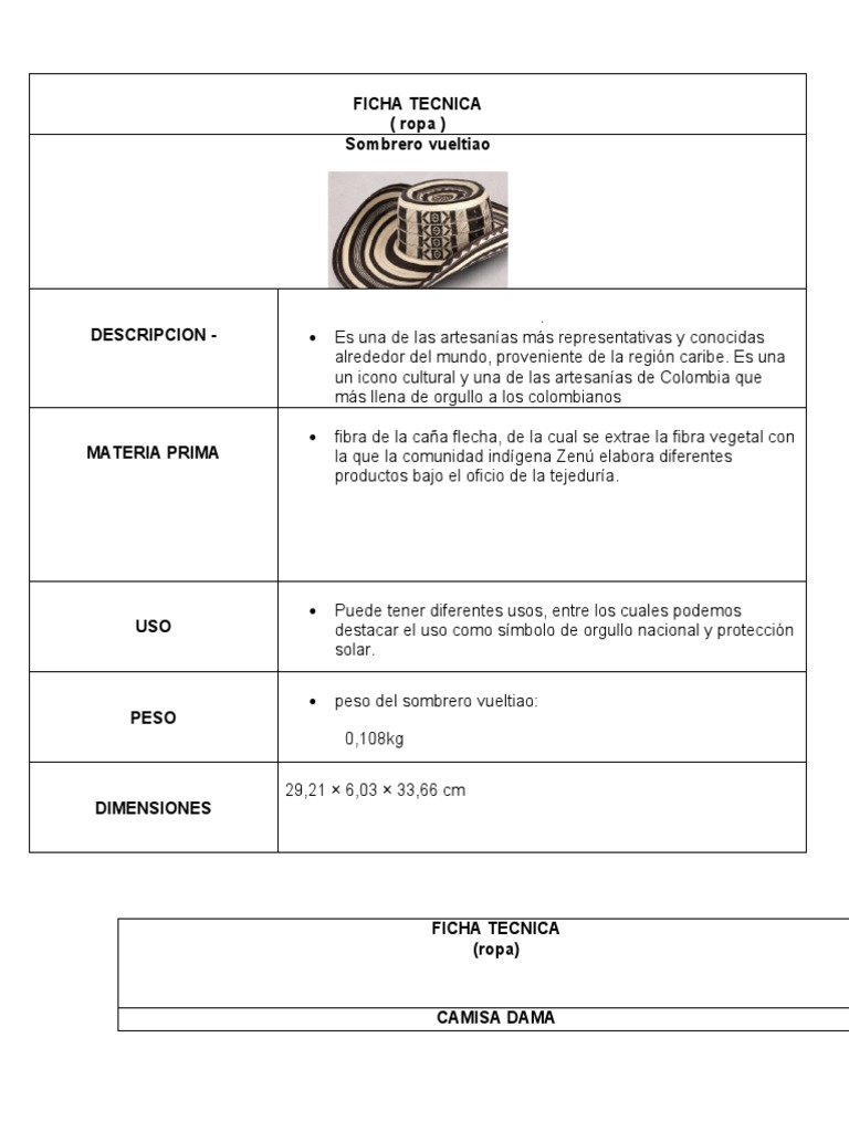 Ficha Tecnica | PDF | Ropa | Textiles