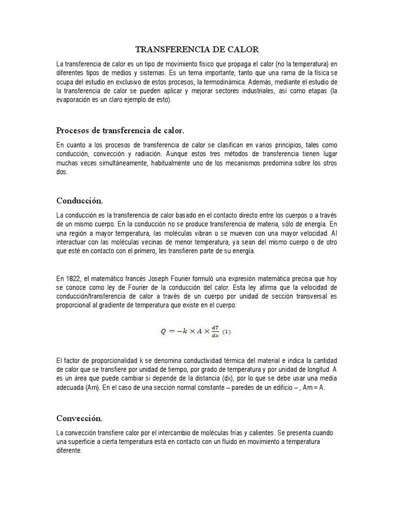 Transferencia de Calor | PDF | Transferencia de calor | Conduccion termica