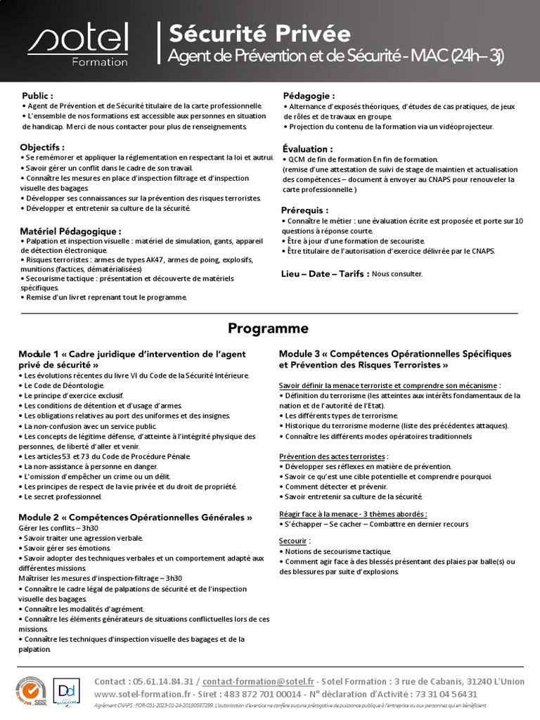 Agent Prevention Securite MAC | PDF | Sécurité | Prophylaxie