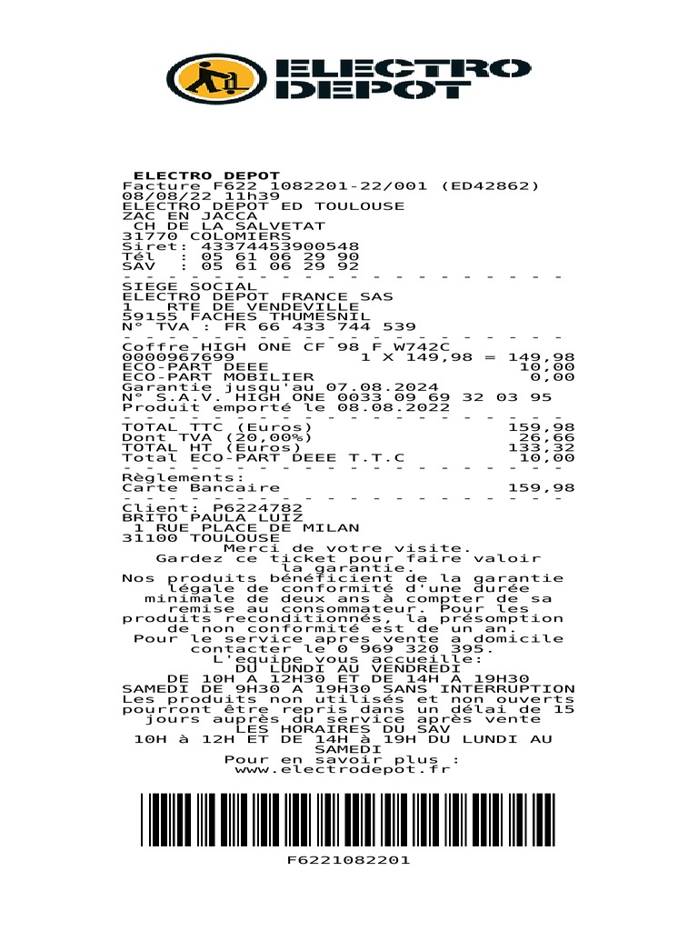 Ticket de Caisse | PDF